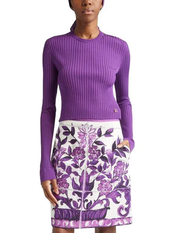 Dolce & Gabbana Crop Rib Sweater - F0373 Viola 1