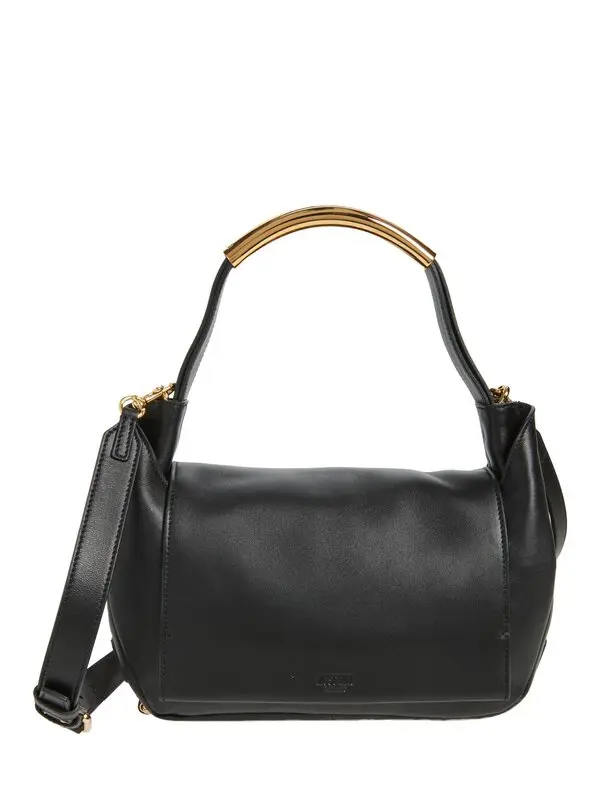 Moschino Handle Me Leather Shoulder Bag - Black