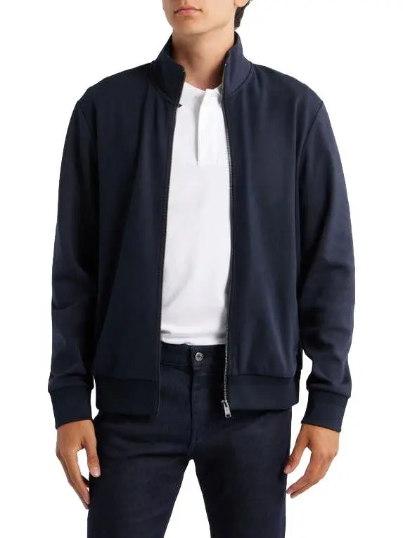 BOSS Cotton Blend Zip-up Jacket - Dark Blue