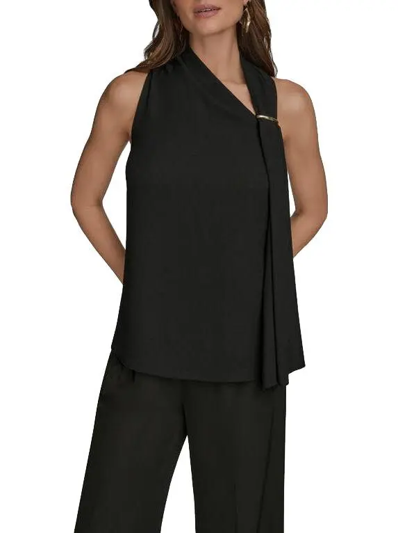 Donna Karan New York Asymmetric Sleeveless Top - Black