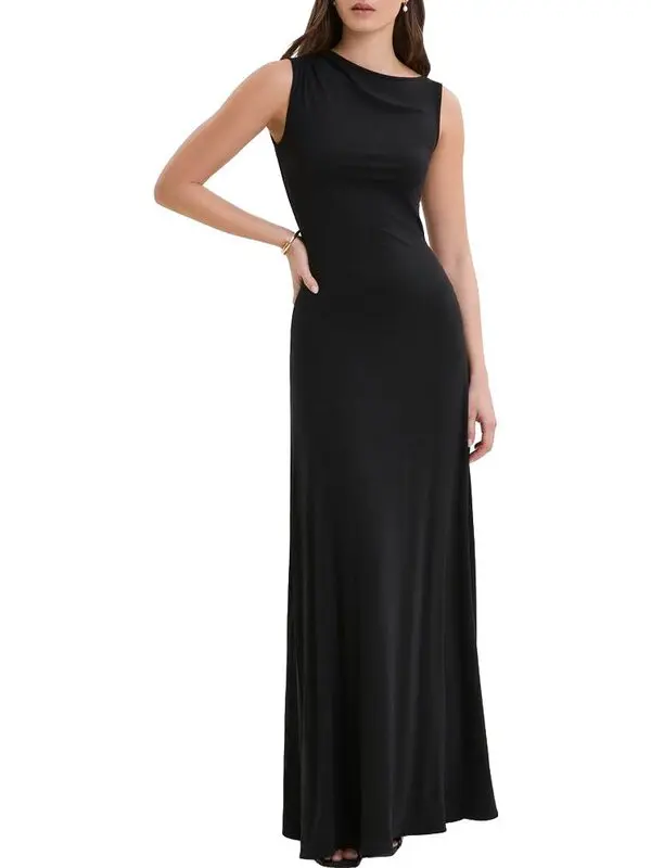 MARCELLA Laurel Sleeveless Stretch Jersey Gown - Black