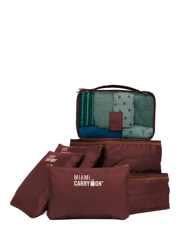 MIAMI CARRY ON 6-piece Packing Cubes - Burgundy/tan