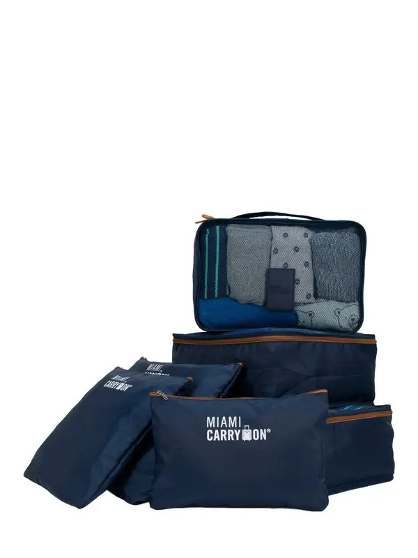 MIAMI CARRY ON 6-piece Packing Cubes - Navy/tan