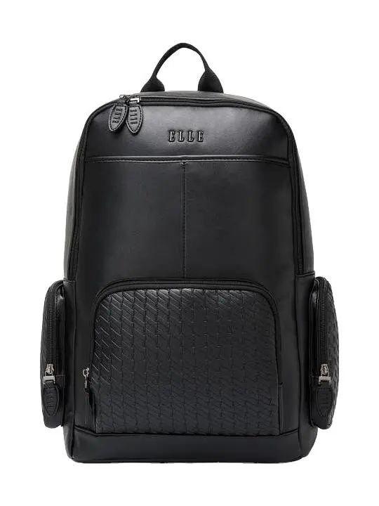 ELLE 27l Leisure Luxe Vegan Leather Backpack - Black