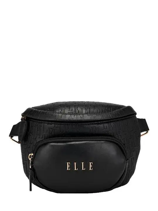ELLE Wayfarer Vegan Leather Monogram Belt Bag - Black