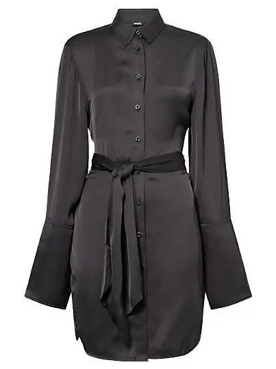 Remain Birger Christensen Woven Mini Shirt Dress With Self-tie - Black