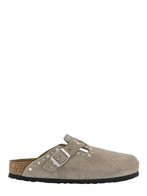 BIRKENSTOCK Boston Suede Clogs - Taupe Rivet