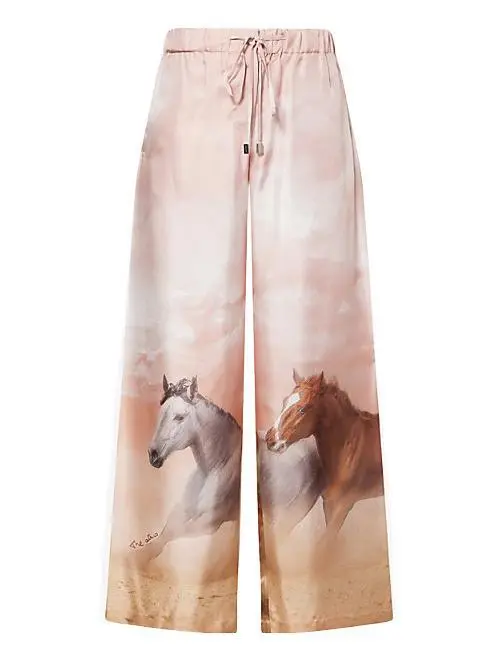 Attico Drawstring Wide-leg Silk Trousers - Pink Shades