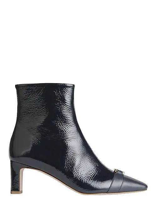 LK BENNETT Hylda Heeled Patent-leather Ankle Boots - Blu-navy