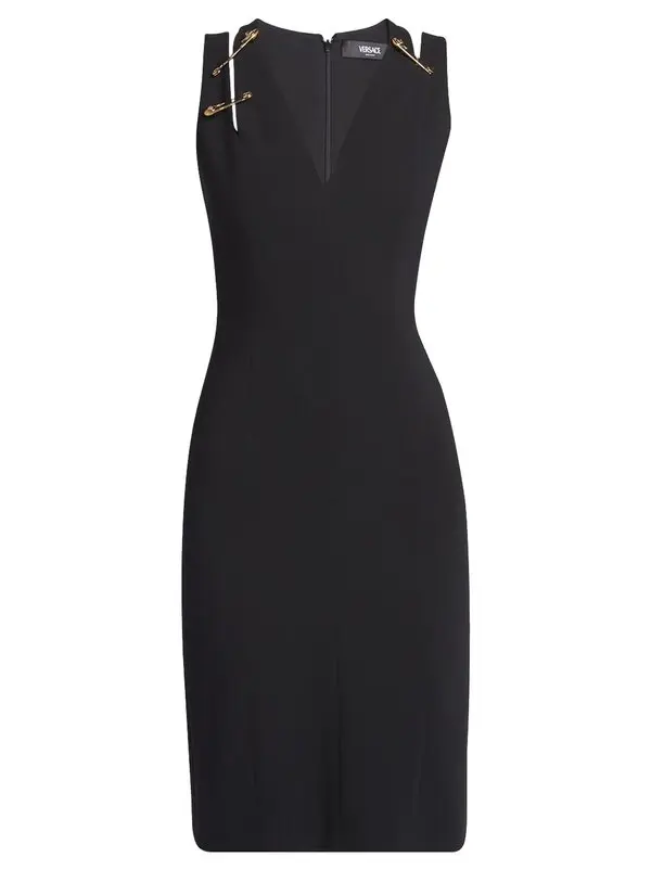 Versace Medusa Safety Pin Cutout Sleeveless Dress - Black