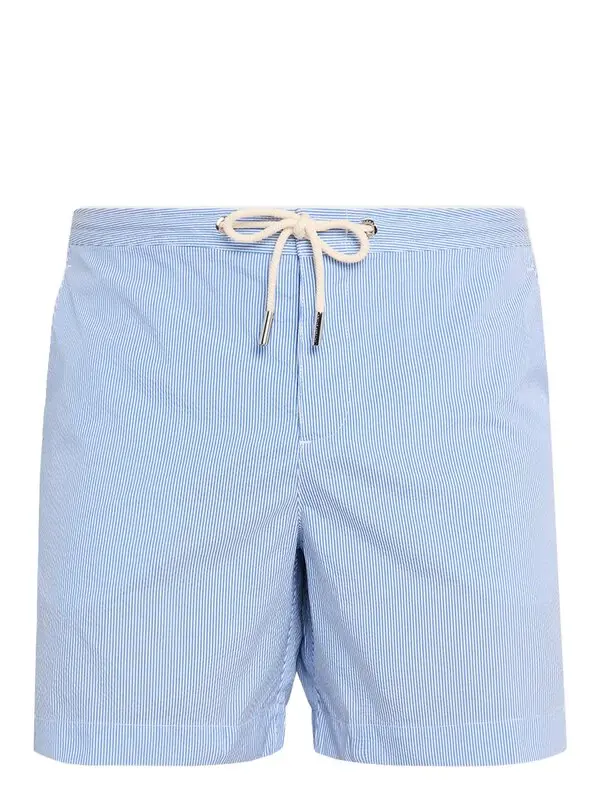 Orlebar Brown Bulldog Mid-length Seersucker Stripe Swim Shorts - Catalina Blue/wh