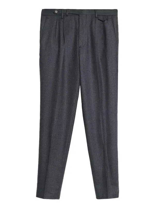 Brunello Cucinelli Flannel Double-pleated Trousers - Dark Grey