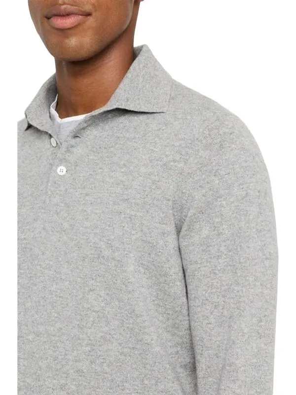 Brunello Cucinelli Apos;s Premium Cashmere Polo Sweater - Light Grey
