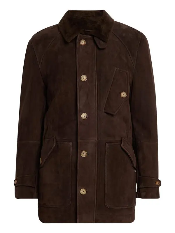 Brunello Cucinelli Shearling Lined Button-front Parka - Dark Brown