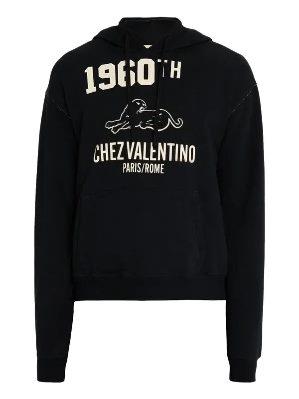 Valentino Garavani Chez Logo Graphic Hoodie - Black/beige