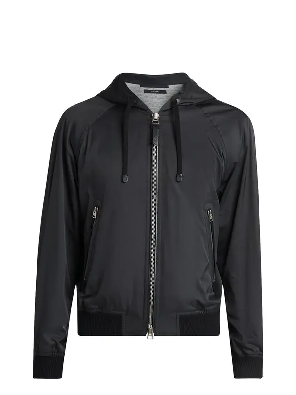 TOM FORD Technical Poplin Jersey-lined Full-zip Hoodie - Black