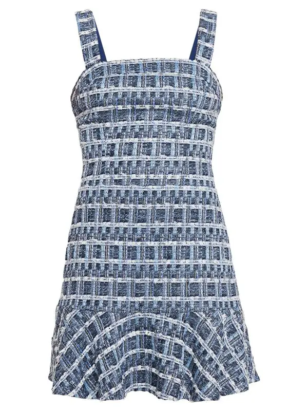 Alice + Olivia Textured Denim Tweed Mini Dress - Indigo