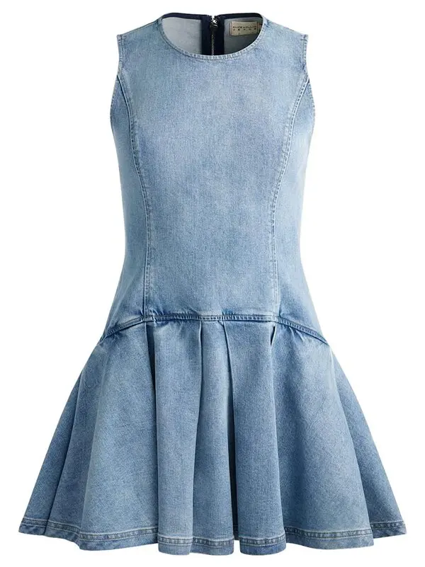 Alice + Olivia Adley Sleeveless Denim Mini Dress - Anabell Blue