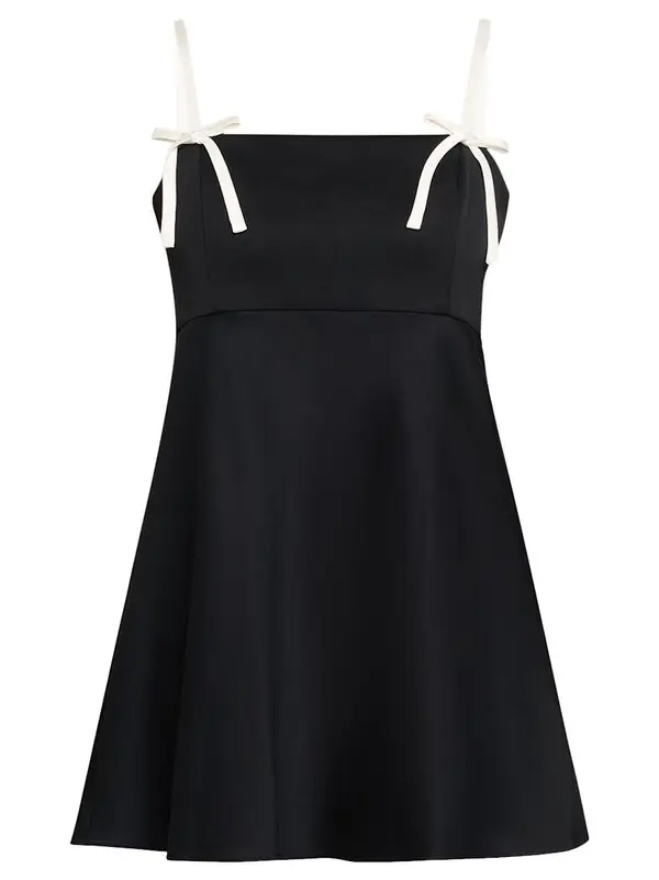 Alice + Olivia Morgan Babydoll Mini Dress With Bow Detail - Black