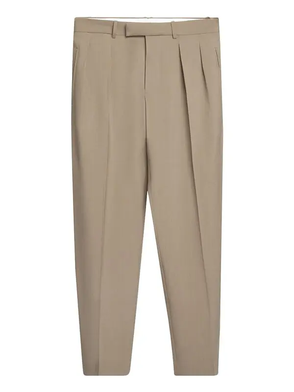 THE ROW Mikeno Pleated Wool Pants - Taupe