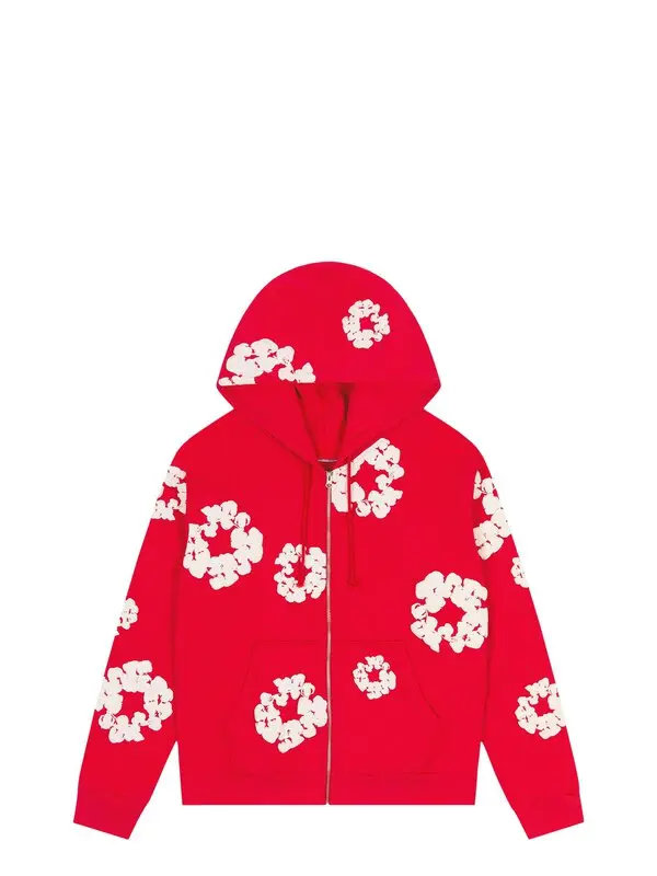 DENIM TEARS Cotton Wreath Zip Hoodie - Red