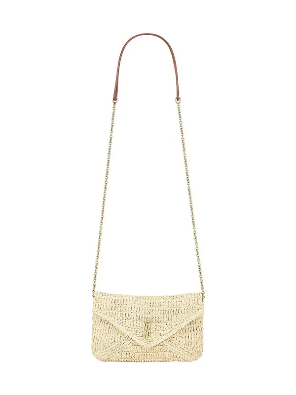 Saint Laurent Small Pouch On Chain - Tan
