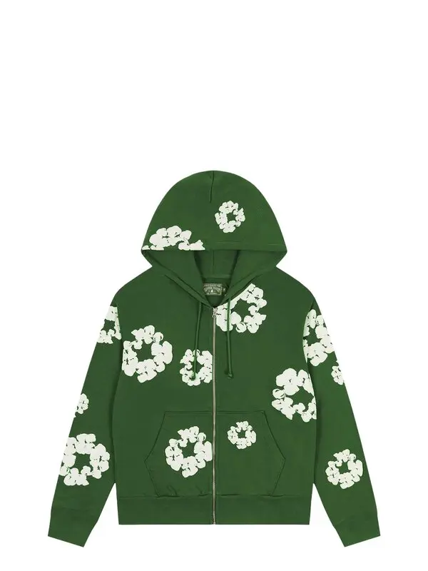 DENIM TEARS Cotton Wreath Zip Hoodie - Green