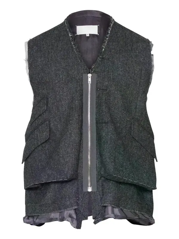 MAISON MARGIELA Frayed Pocket Waistcoat - Grey