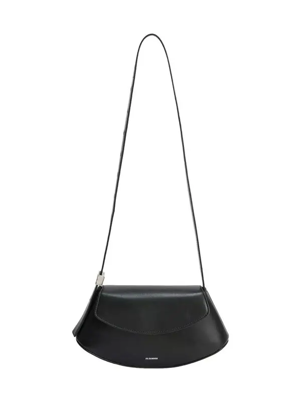 JIL SANDER Small Eldorado Leather Shoulder Bag - Black