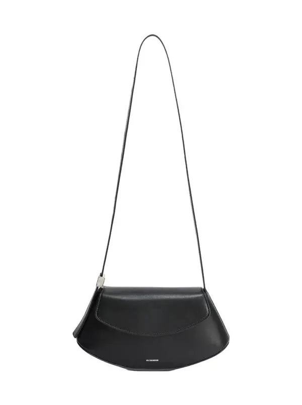 JIL SANDER Small Eldorado Leather Shoulder Bag - Black