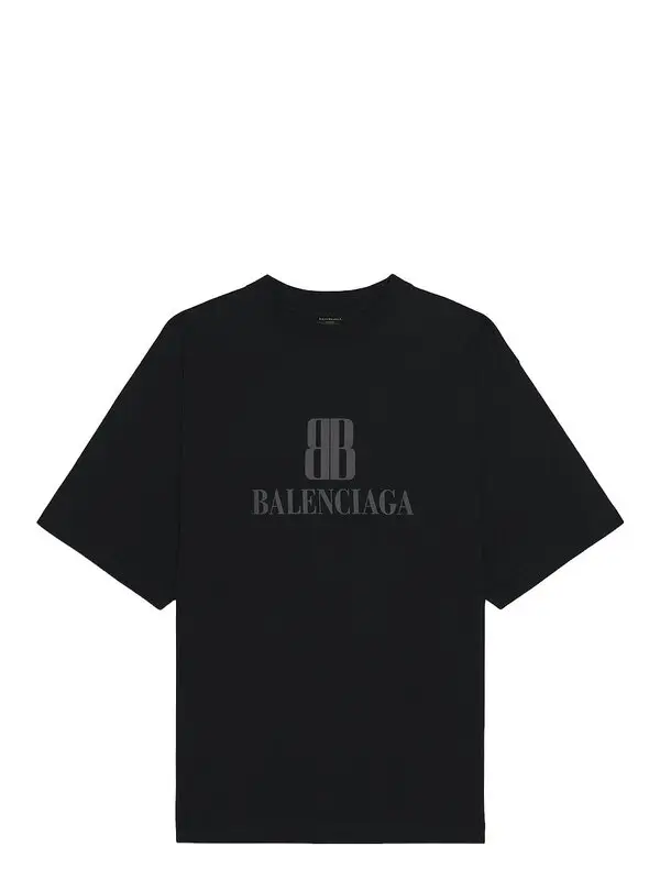 Balenciaga B Logo Tee In Black - Faded Black