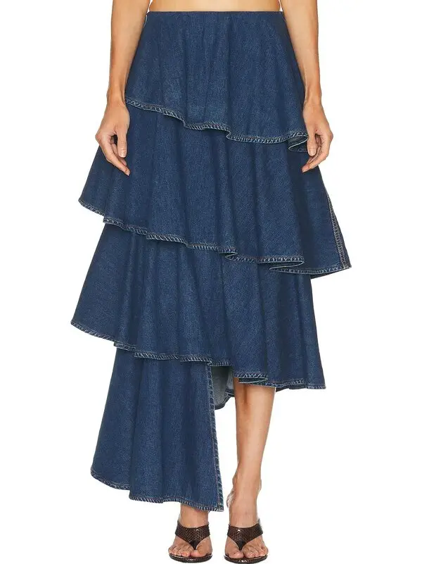 Alaïa Spiral Denim Skirt - Bleu Mineral