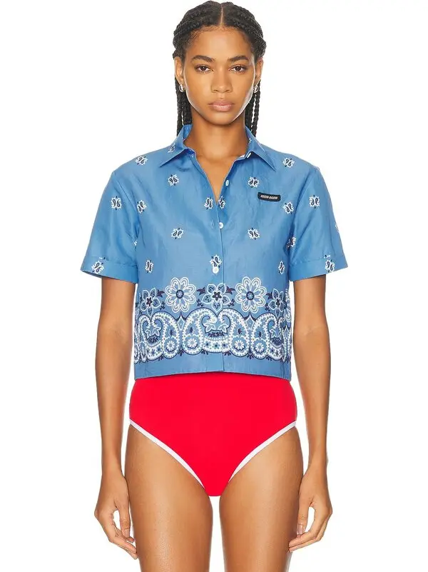 Miu Miu Short Sleeve Shirt - Azzurro & Bianco