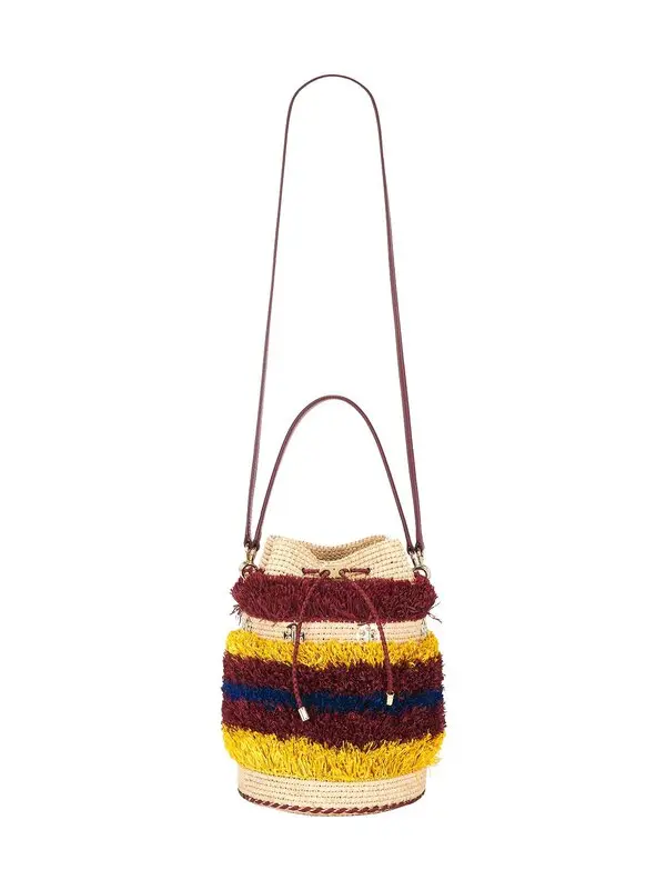 Rabanne Sac A Main Bucket Bag - Rouge  Naturel  & Bleu