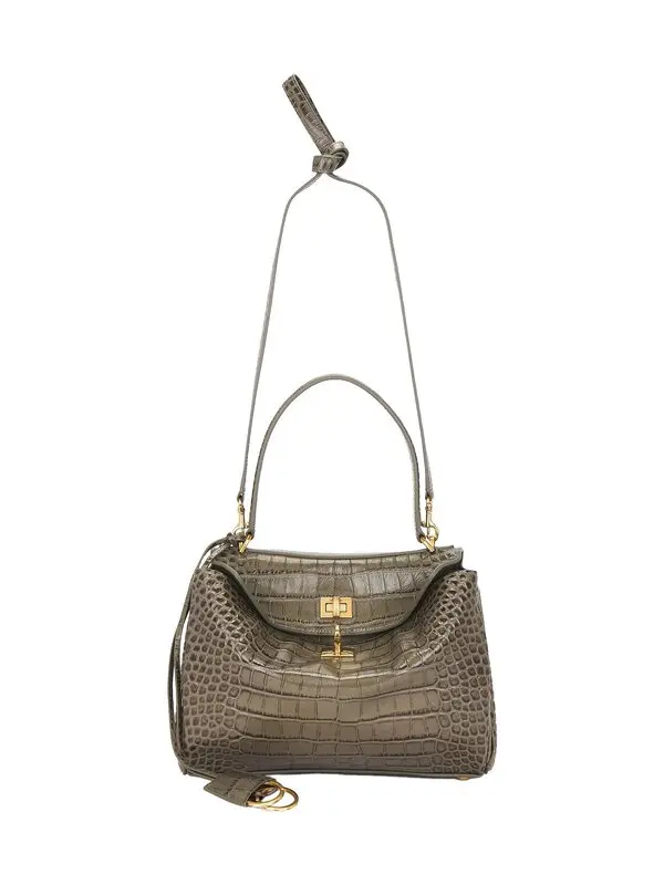 Balenciaga Rodeo Small Croc Embossed Top Handle Bag - Army Green
