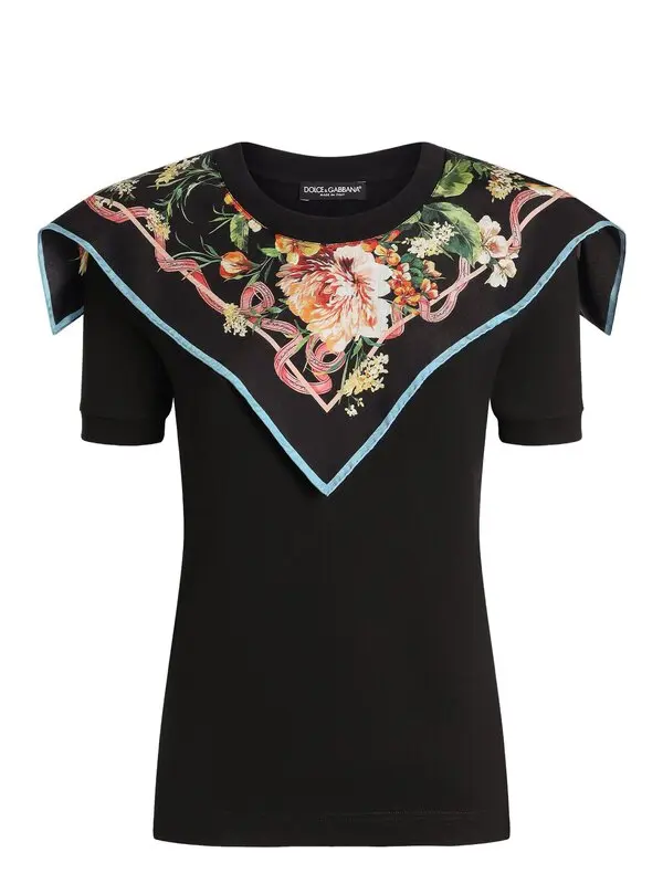 Dolce & Gabbana Short-sleeved T-shirt With Foulard - Black