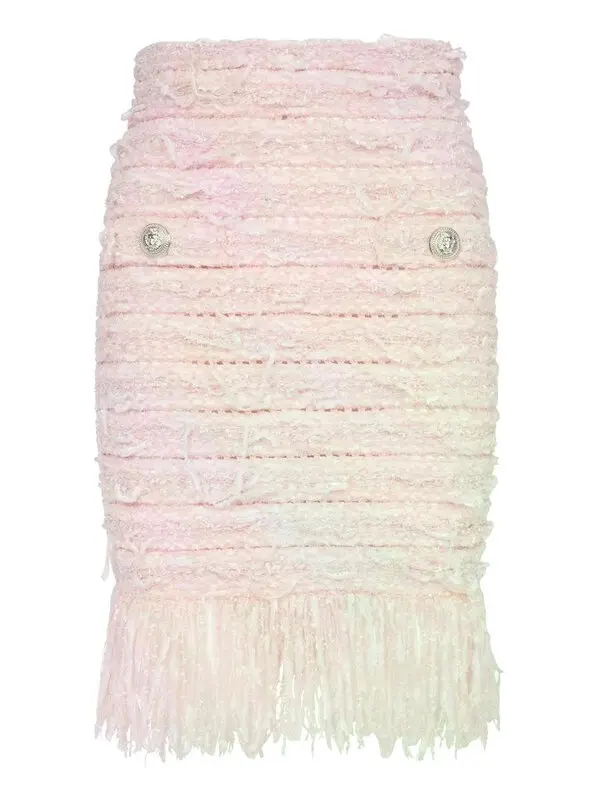 Balmain Tweed Pencil Skirt - Pink