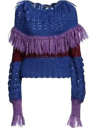 Alberta Ferretti Sweater In Mohair, Wool, And Polyamide - Blue