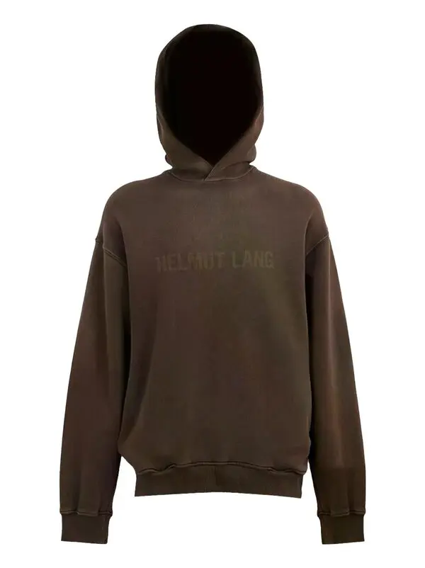 Helmut Lang Logo Detailed Hoodie - Brown
