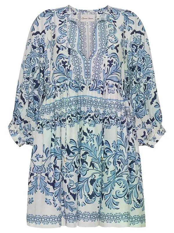Cara Cara Baroque-print Mini Dress - White