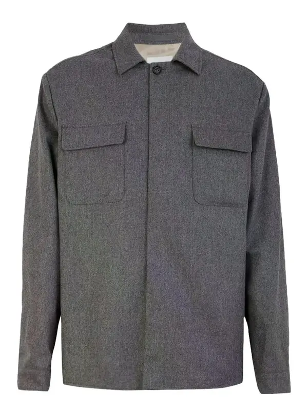 Eleventy Long-sleeve Patch-pocket Shirt - Grey