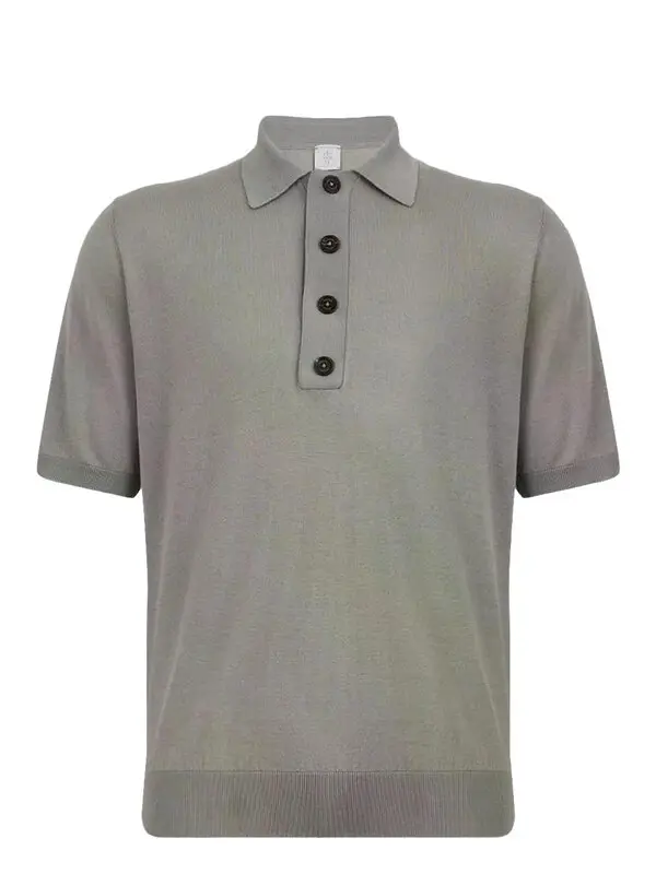 Eleventy Short-sleeve Button Polo Shirt - Grey