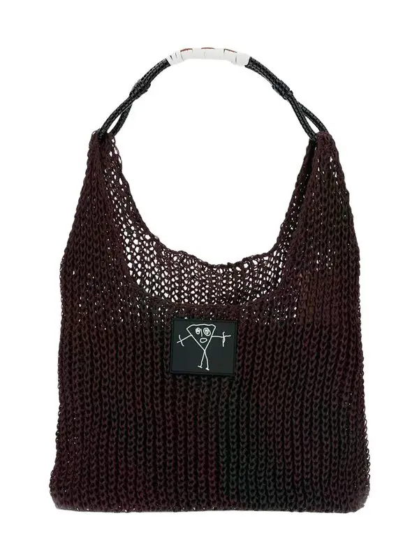 Plan C Braided-handle Mesh Shoulder Bag - Brown