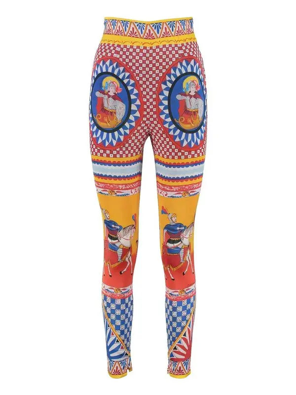 Dolce & Gabbana Silk Legging Trousers - Yellow