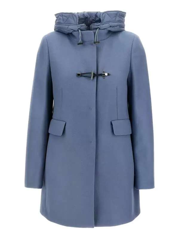 FAY Hooded Toggle Coat - Blue