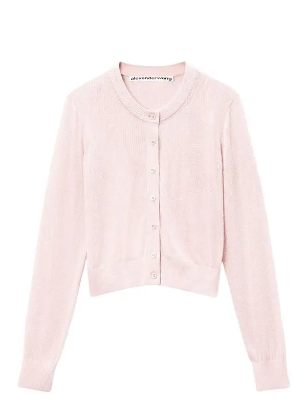 Alexander Wang Cropped Crewneck Cardigan - Pink