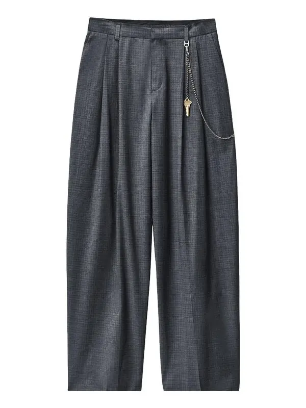 Alexander Wang Mid-rise Wide Leg Trouser With Chain - Grey