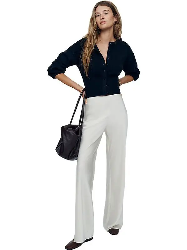 REFORMATION Gale Satin Mid-rise Bias Pants - Ivory
