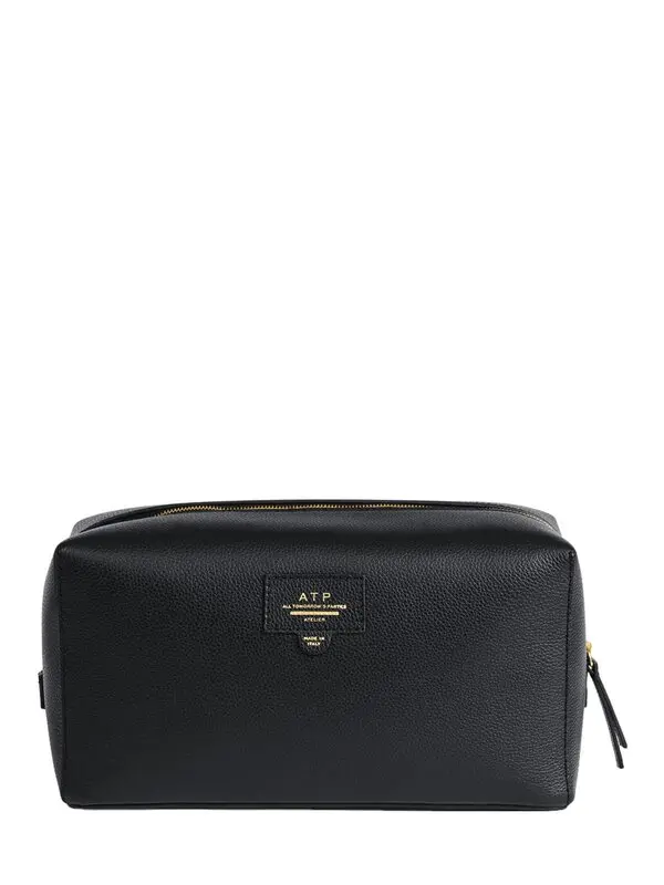 ATP ATELIER Pomaia Grained Leather Makeup Bag - Black