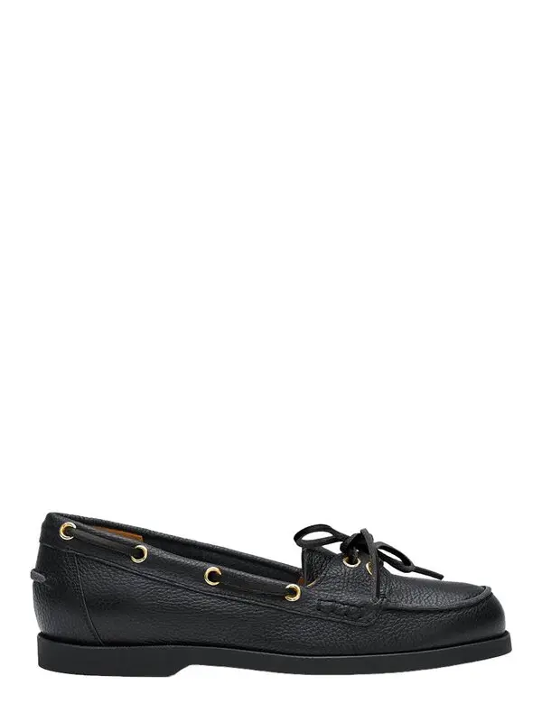 ATP ATELIER Nesso Grained Leather Boat Shoes - Black